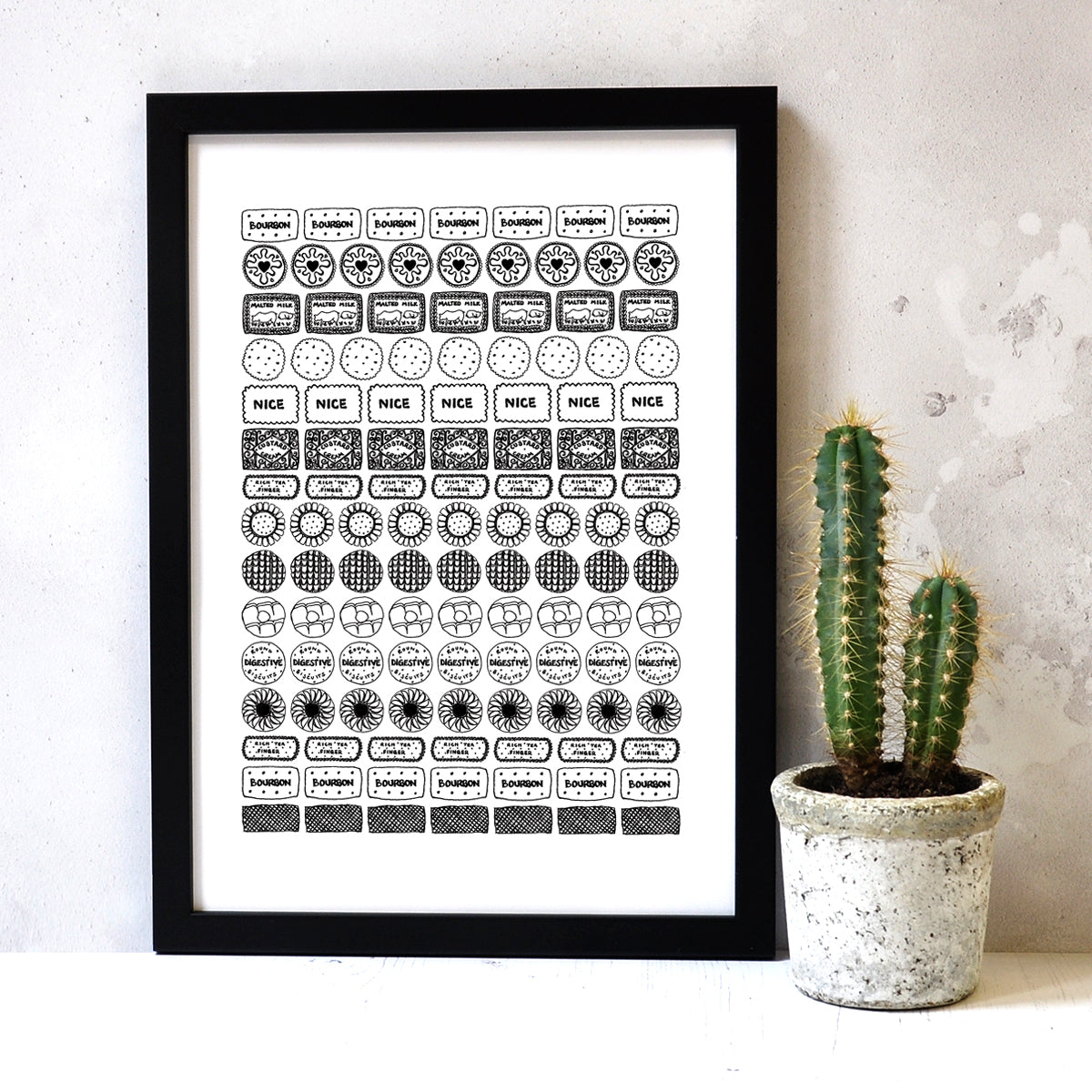 Biscuit Illustrated Black And White Print – Martha Mitchell Design
